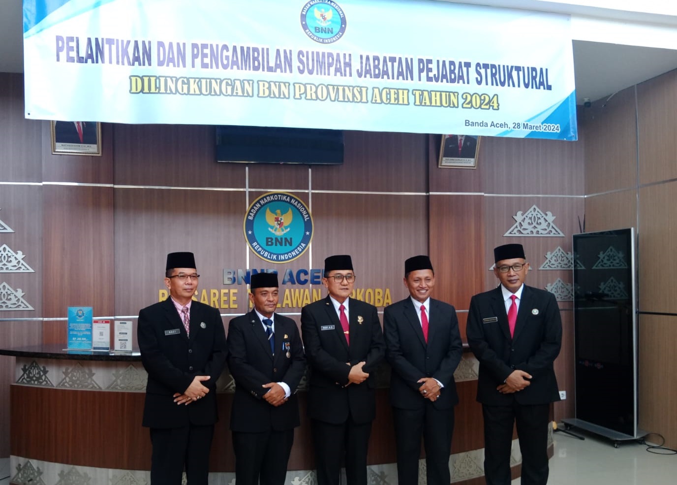 Kepala BNNP Aceh Lantik Empat Kepala BNN Kabupaten