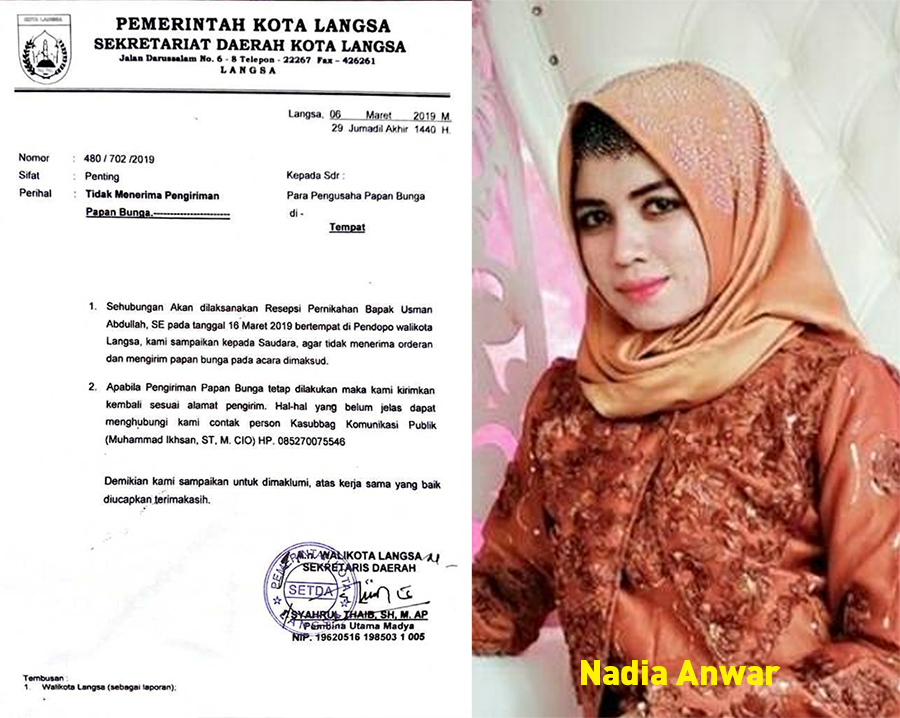 Walikota Langsa Larang Pengusaha Papan Bunga Terima Orderan