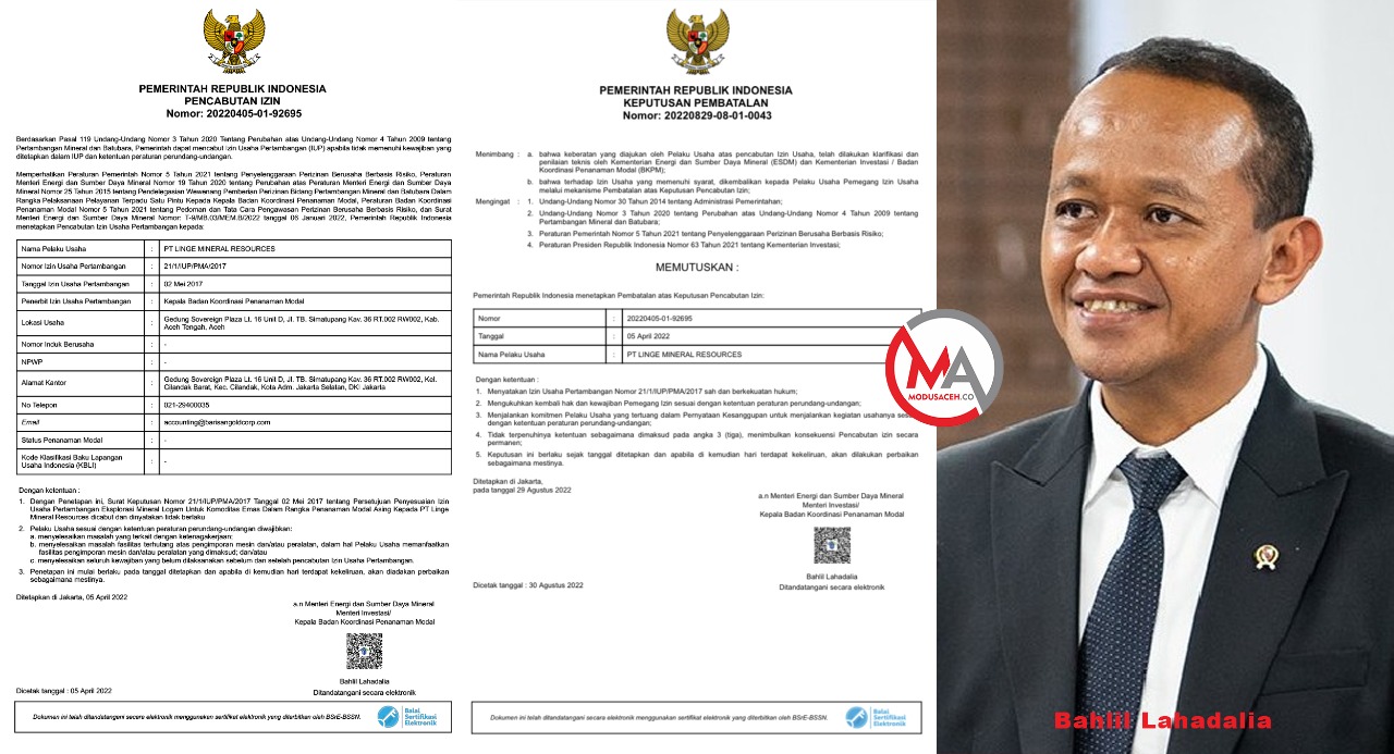 PT. Linge Mineral Resources dan Kebijakan Ganda Menteri Bahlil